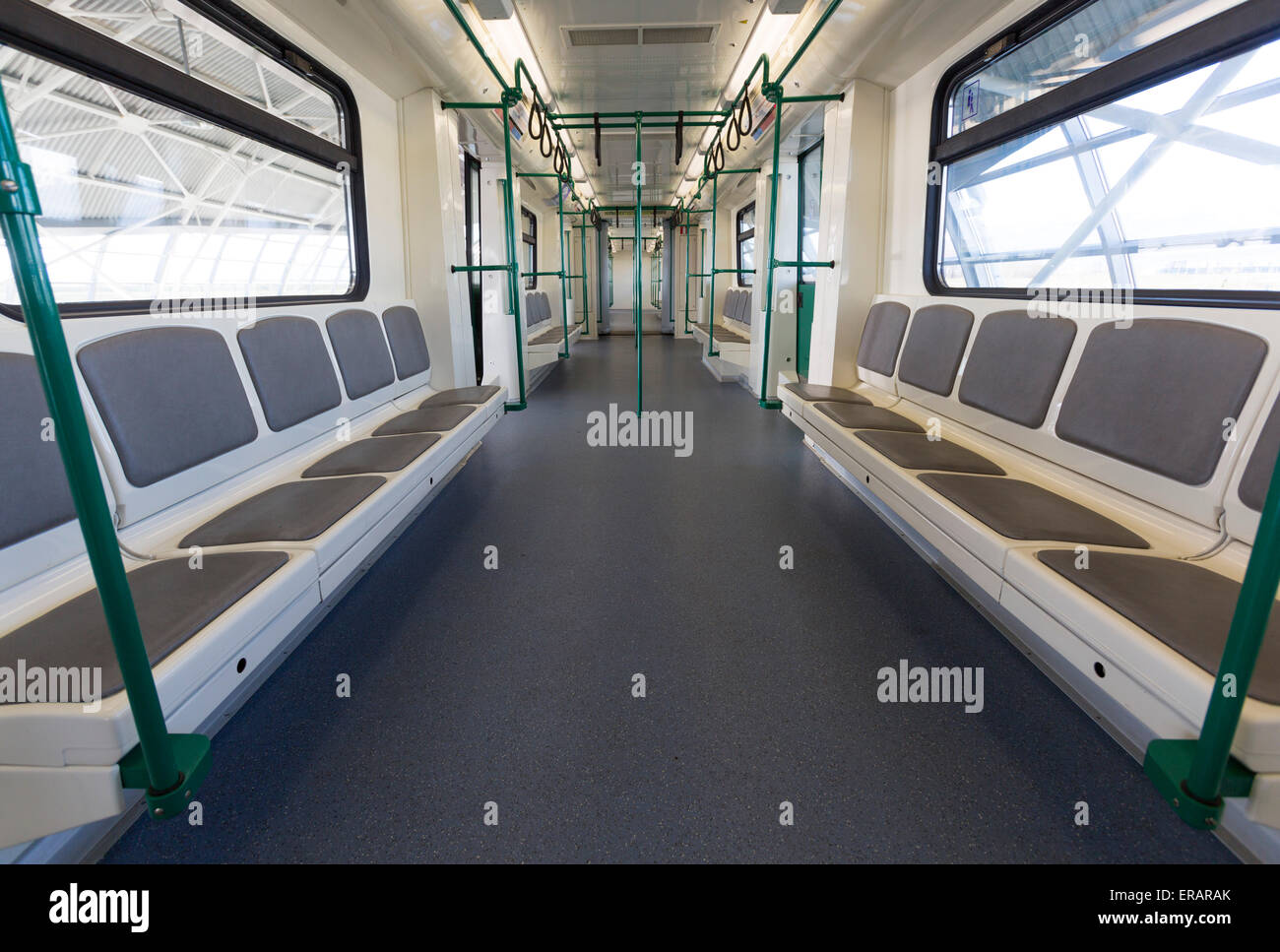 A brain new subway train from the inside Stock Photo - Alamy