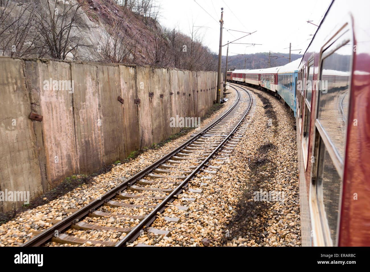 Train Point of View from the window of a fast moving train Stock Photo ...