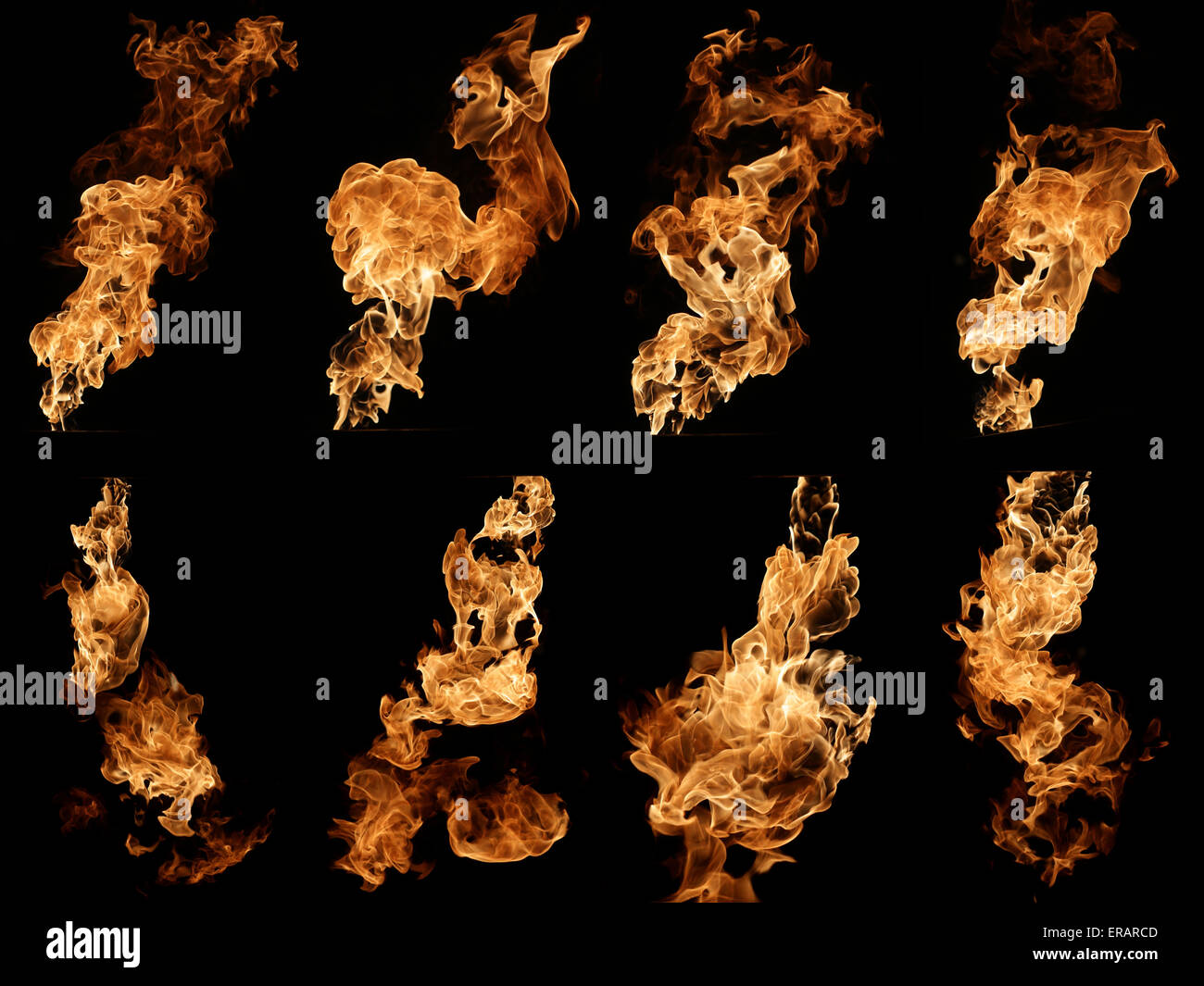 Photo collection of fire isolated on black Stock Photo - Alamy