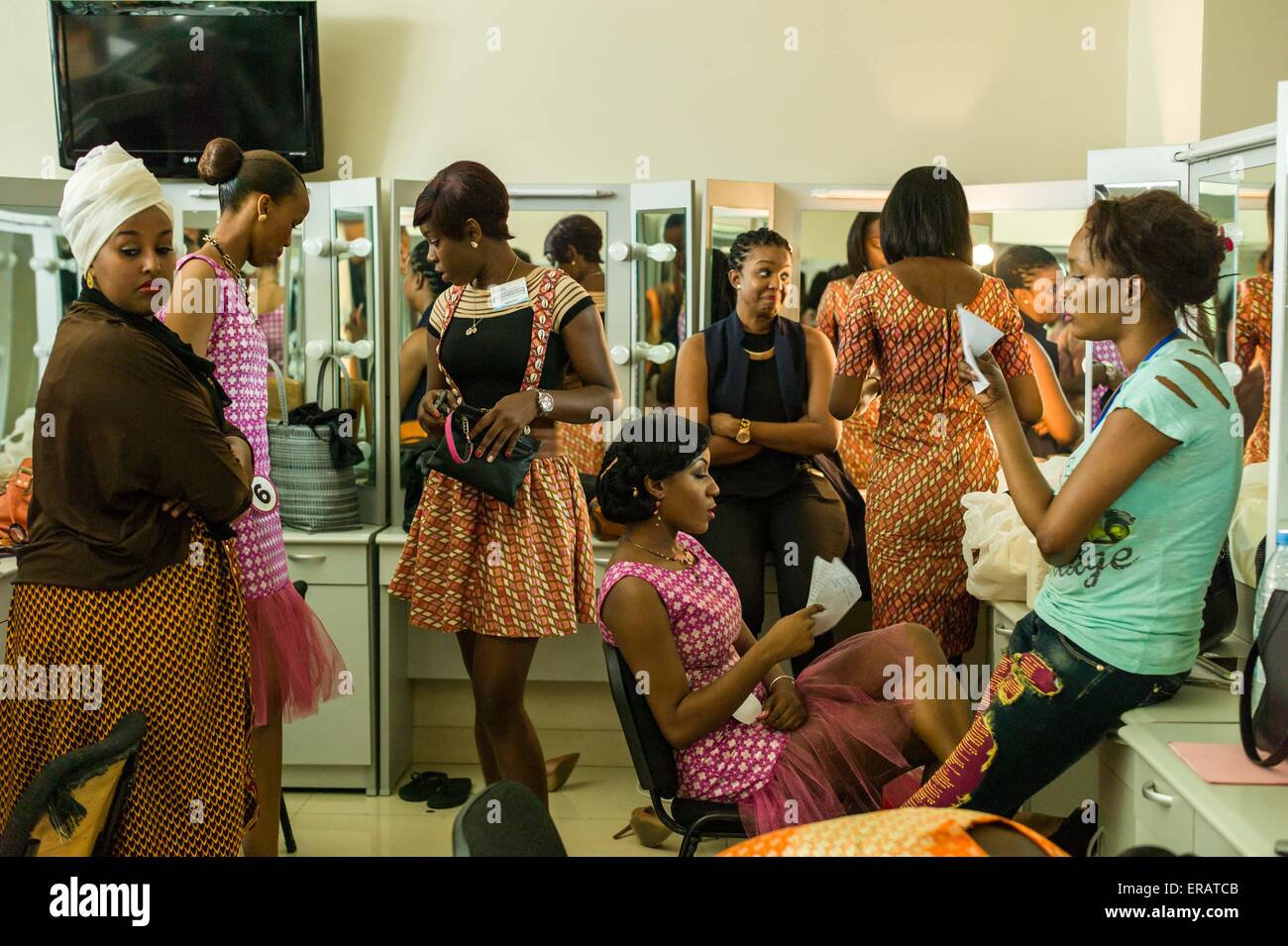 Dakar, Senegal. 30th May, 2015. Candidates prepare at the backstage ...