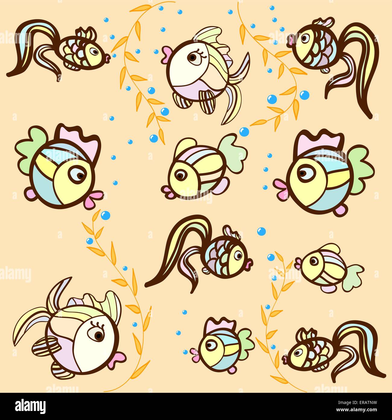 Seamless pattern fish seaweed Stock Vector Images - Alamy