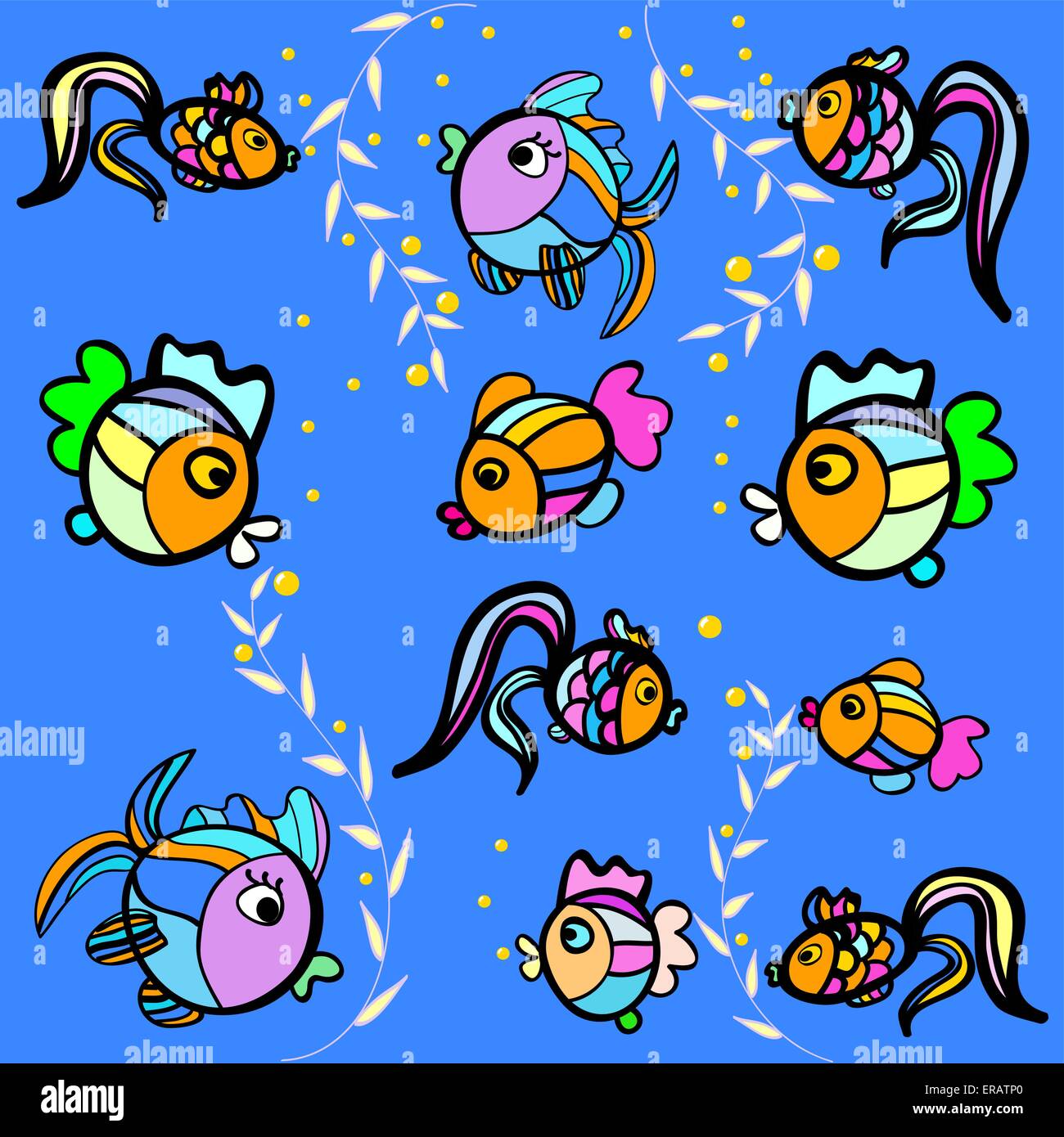 Seamless pattern fish seaweed Stock Vector Images - Alamy