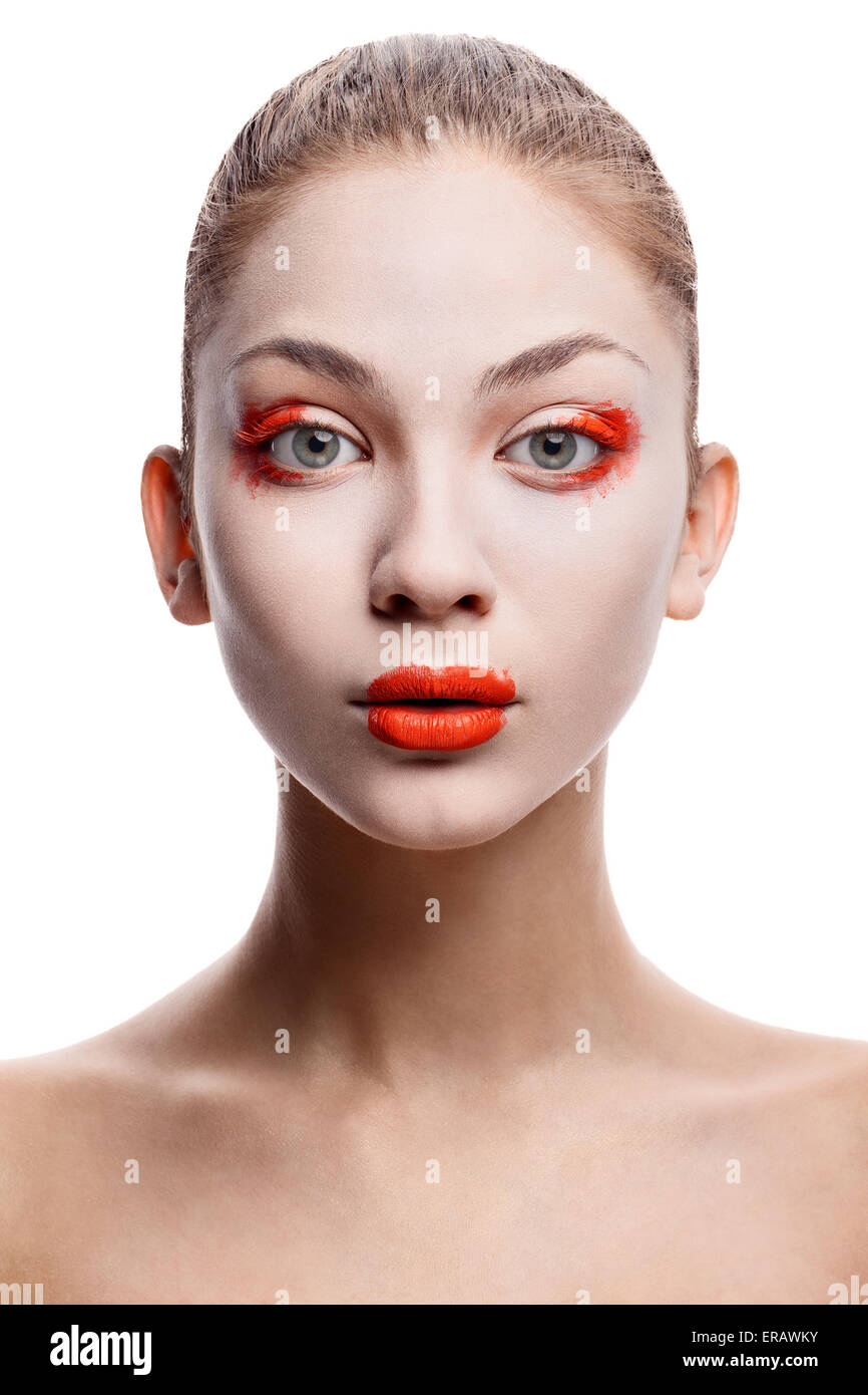 Make-up & cosmetics. Closeup portrait of beautiful woman model face ...