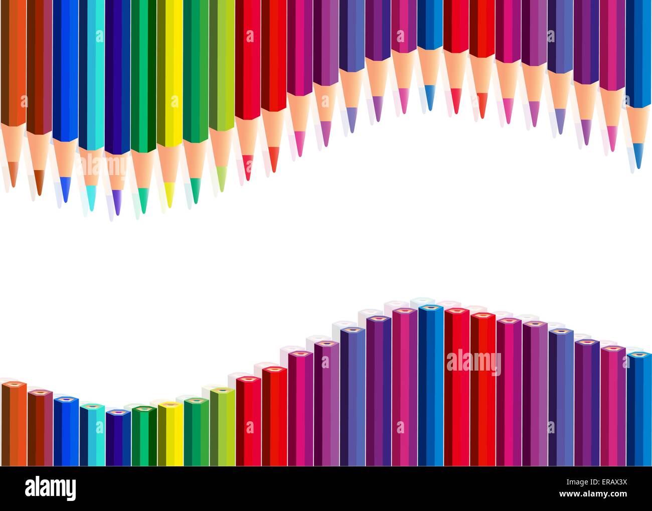 Color pencils wave, over white.Vector.Transparency and gradient mesh ...