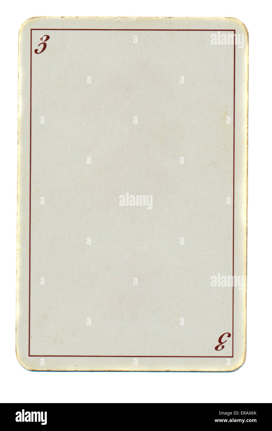 empty playing card paper background with line and number 3 isolated on ...