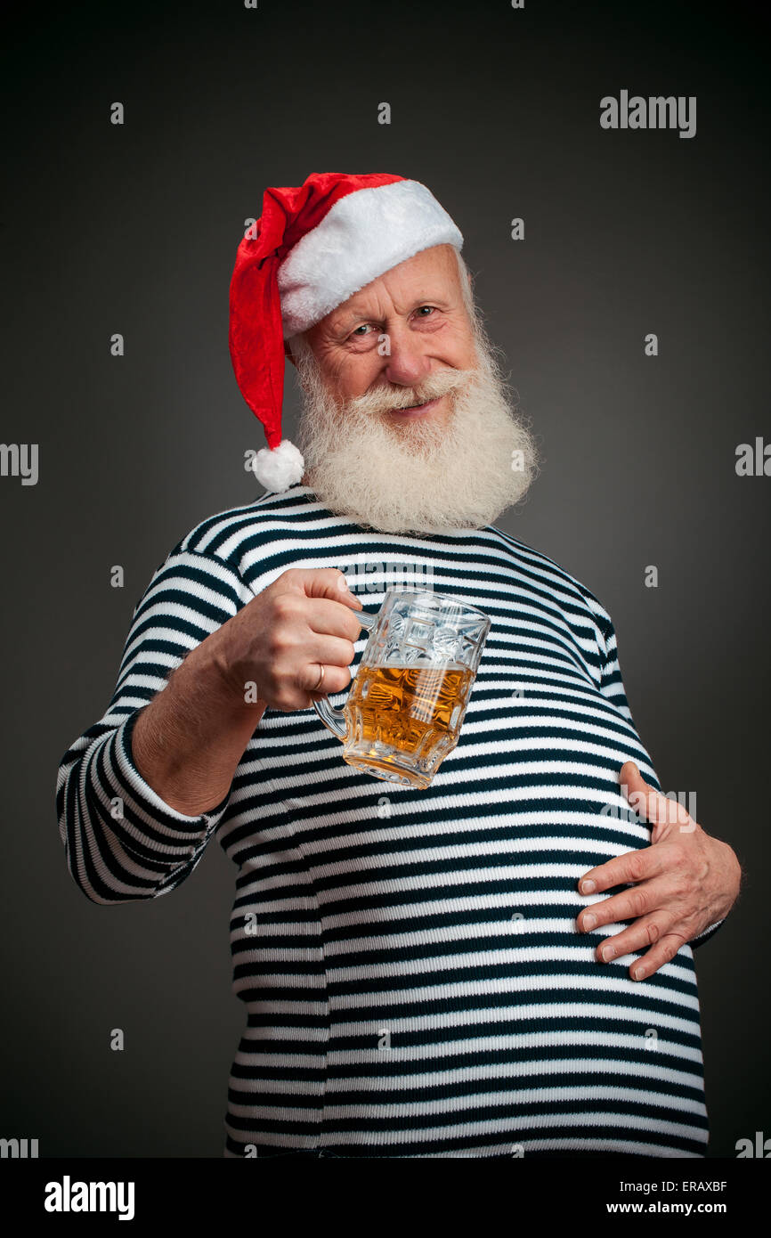 Handsome sailor isolated on black background. Seaman. Santa claus with ...