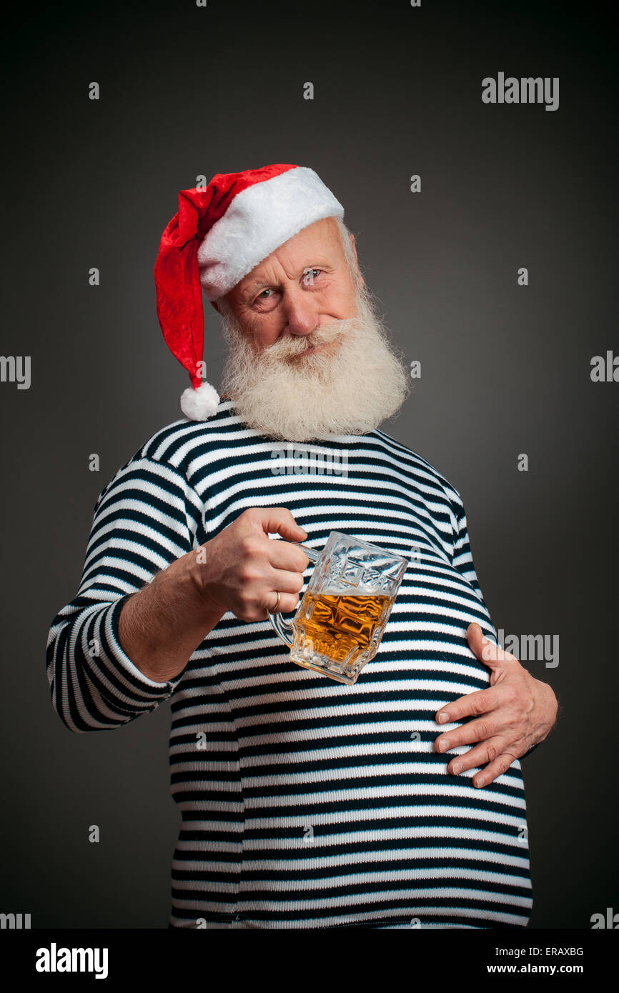 Handsome sailor isolated on black background. Seaman. Santa claus with ...