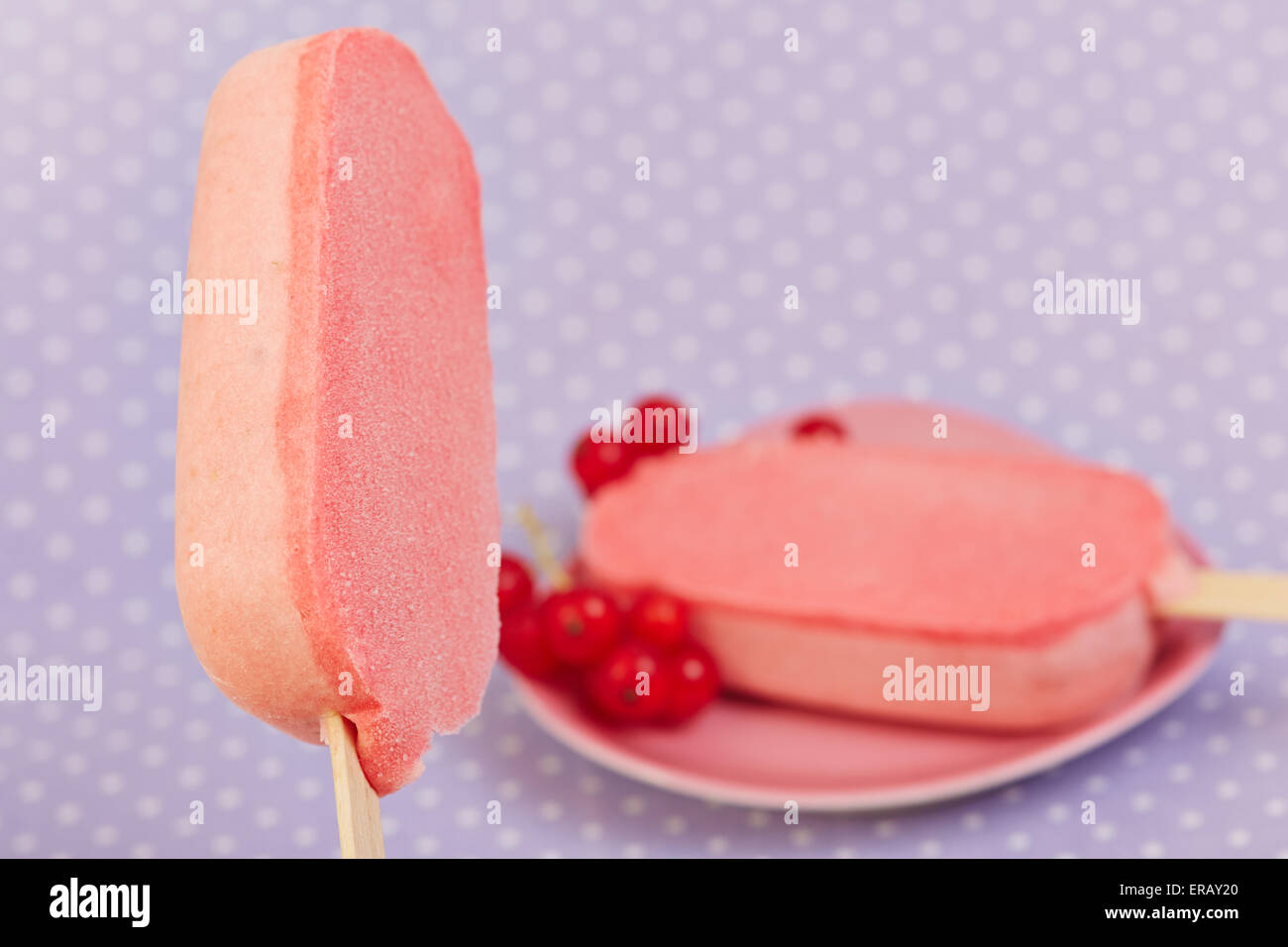 Red currant ice cream popsicle with two flavors Stock Photo - Alamy