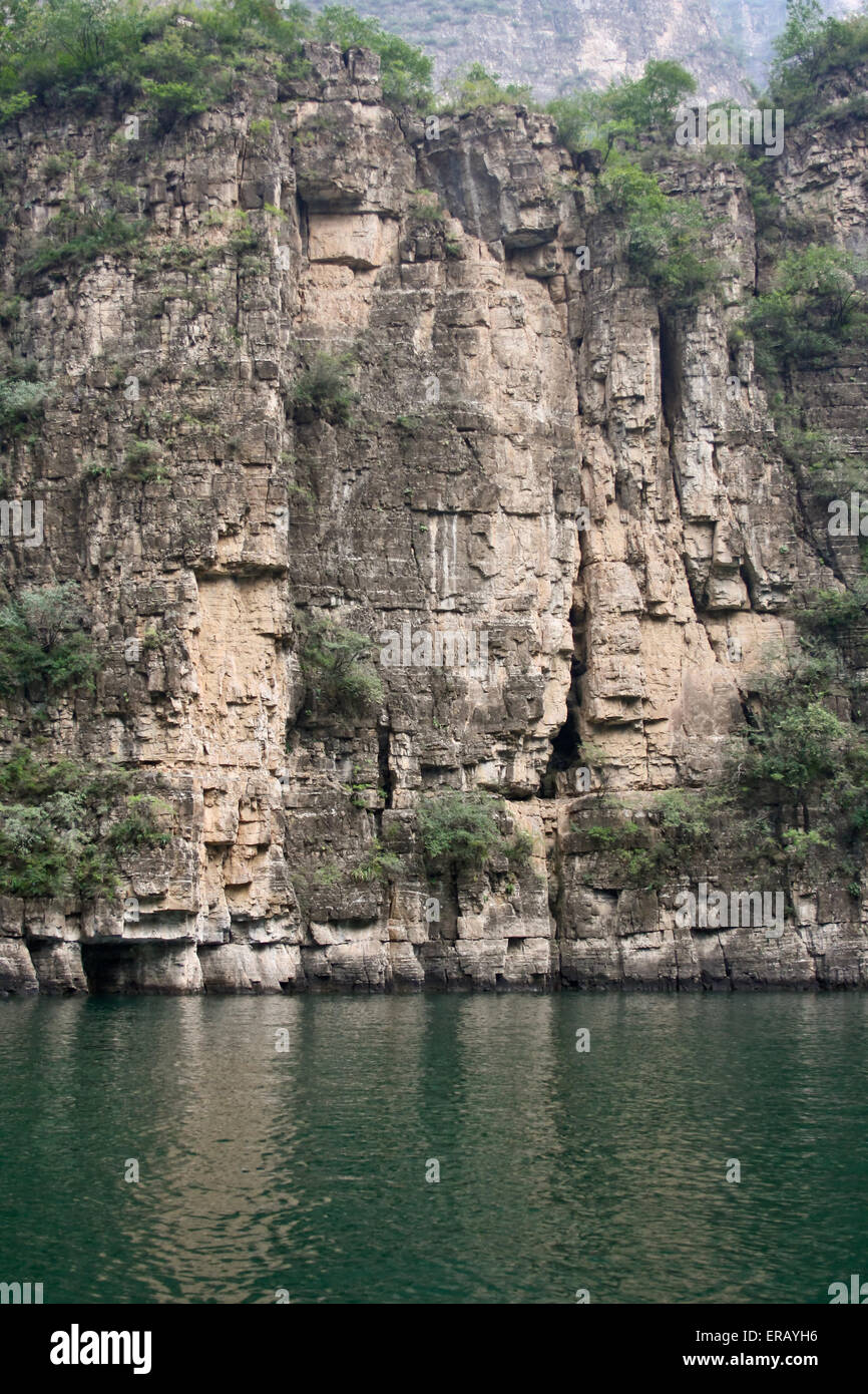 Steep high cliffs and the river at the bottom of the gorge Stock Photo ...