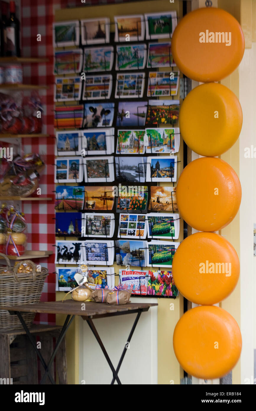 Round Cheese and post cards in the village of Gouda in Holland Stock ...