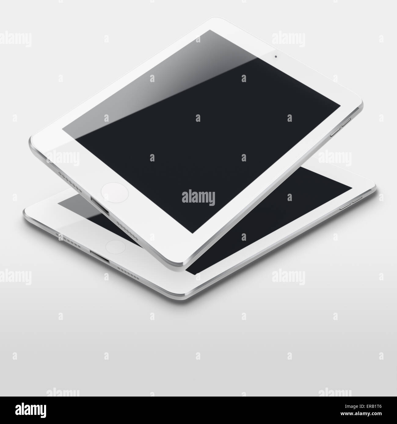 Tablet computers with black screens on gray background. Highly detailed ...