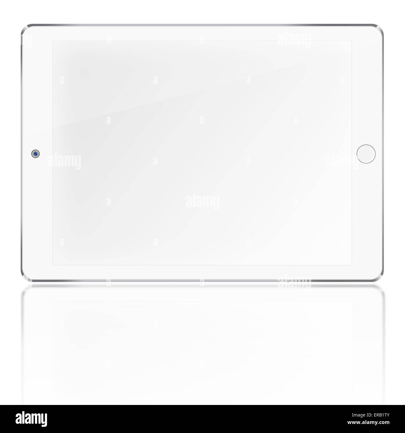Tablet computer with blank screen and reflection isolated on white ...