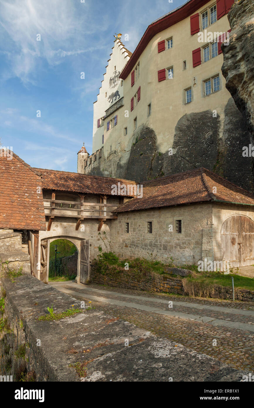 Spring afternoon at Lenzburg castle, canton Aargau, Switzerland Stock ...