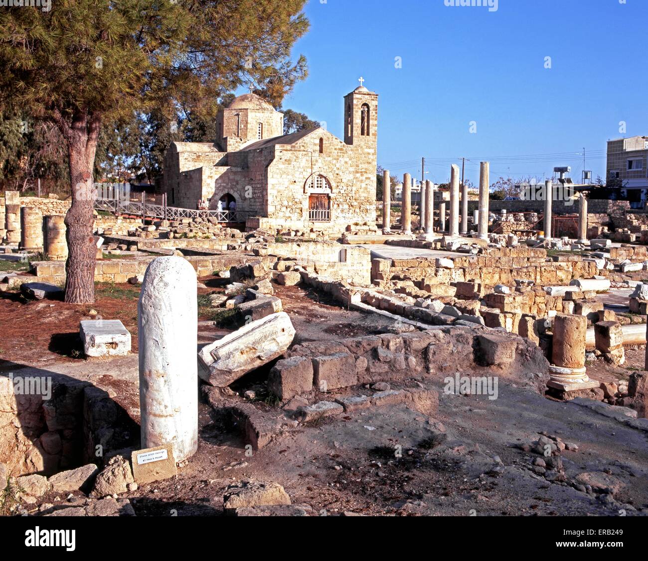 St Pauls Pillar in the Church of Chrysopolitissa, Paphos, Cyprus Stock ...