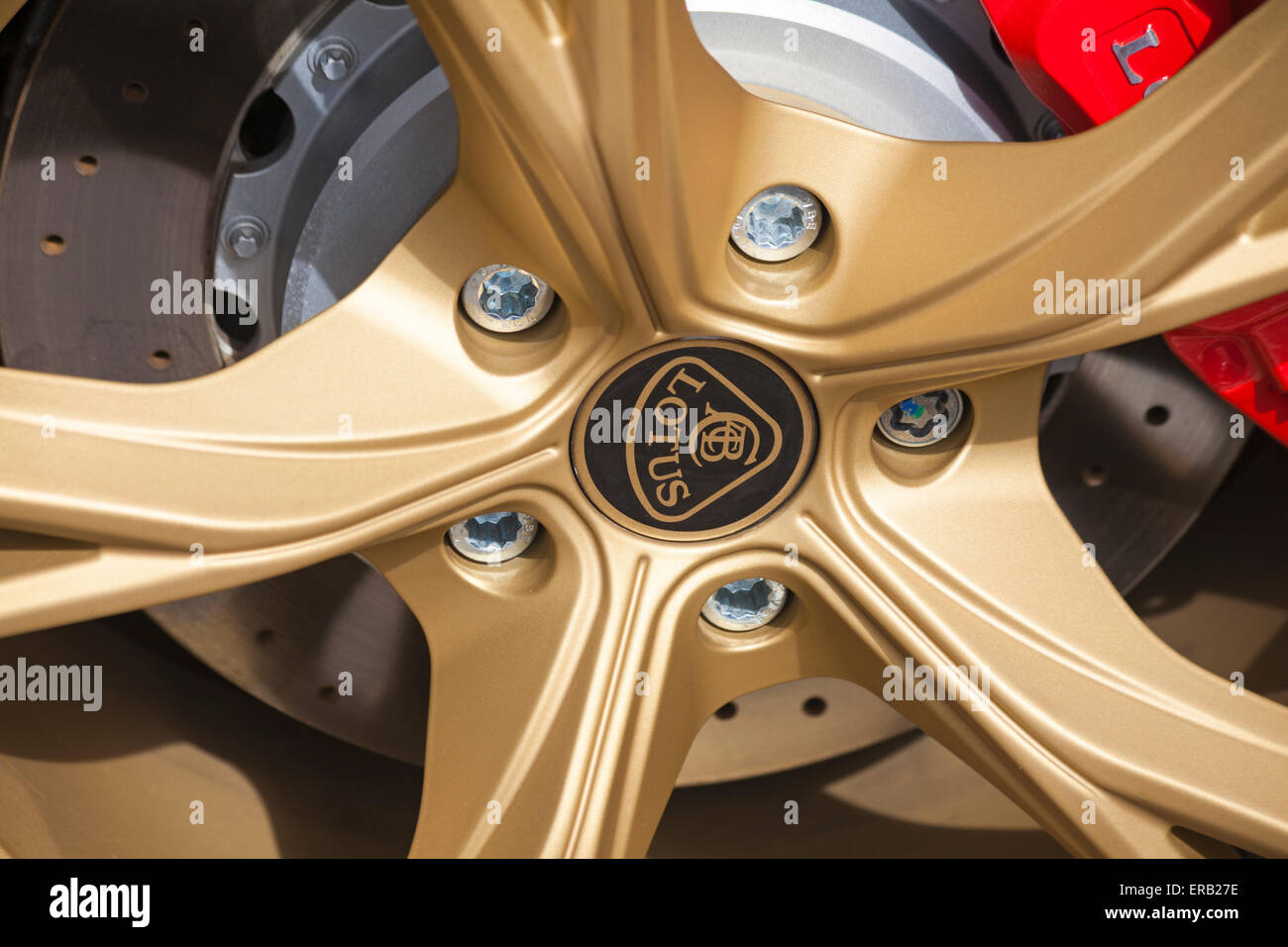 Lotus Sports Car wheel detail with name badge Stock Photo - Alamy