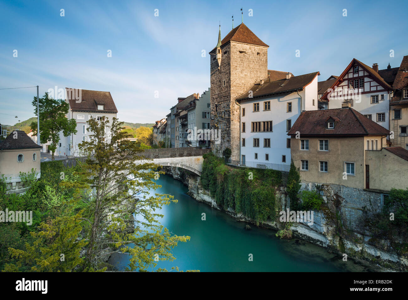 Spring afternoon in the historic town of Brugg, Switzerland Stock Photo ...