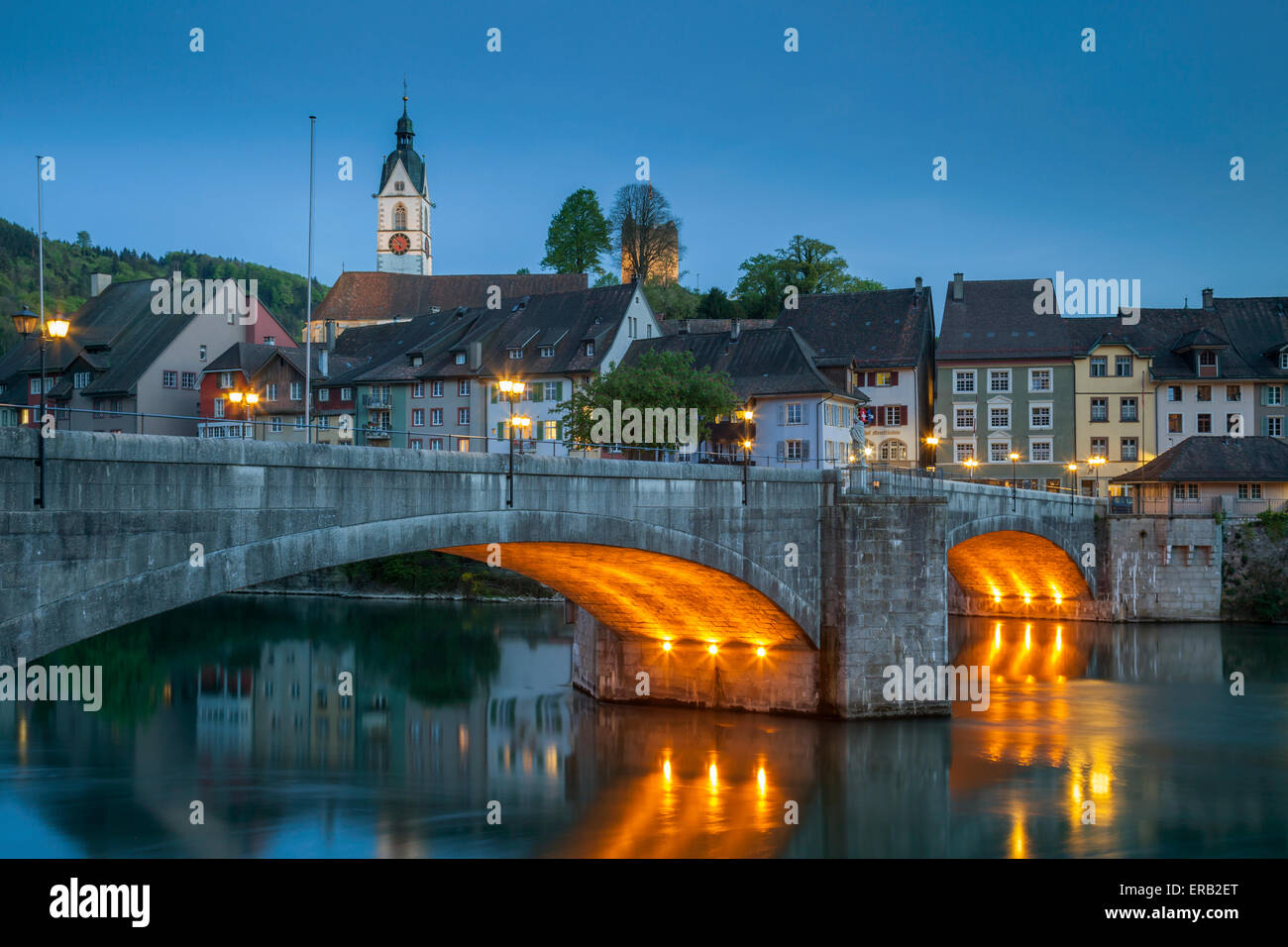 Evening in Laufenburg, Switzerland. A view from the German side Stock ...