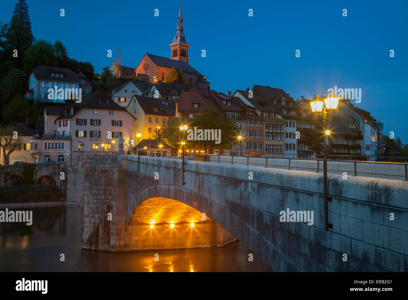 Evening in Laufenburg, Switzerland. Looking towards the German side ...