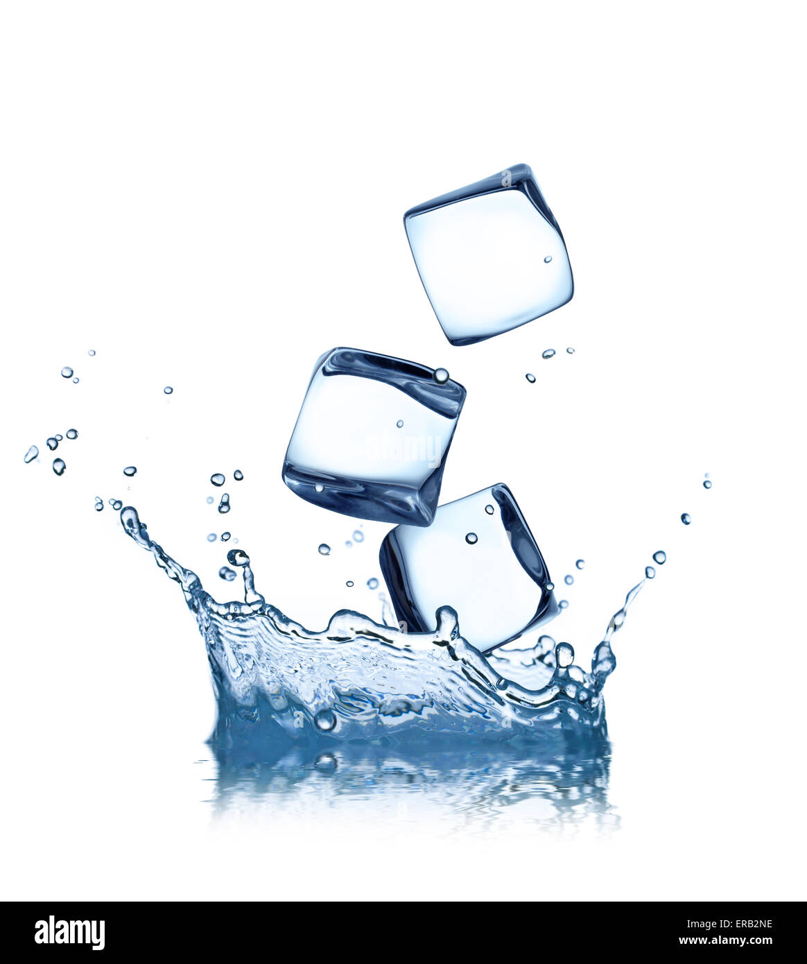 Ice cubes in water splash, isolated on white backgroud Stock Photo - Alamy