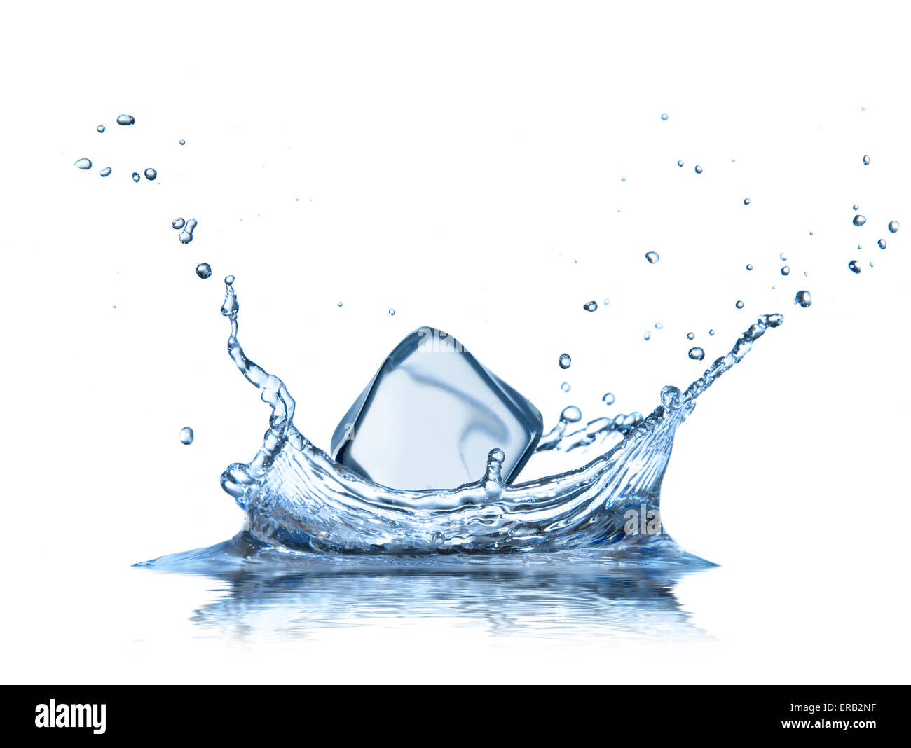 Ice cubes in water splash, isolated on white backgroud Stock Photo - Alamy