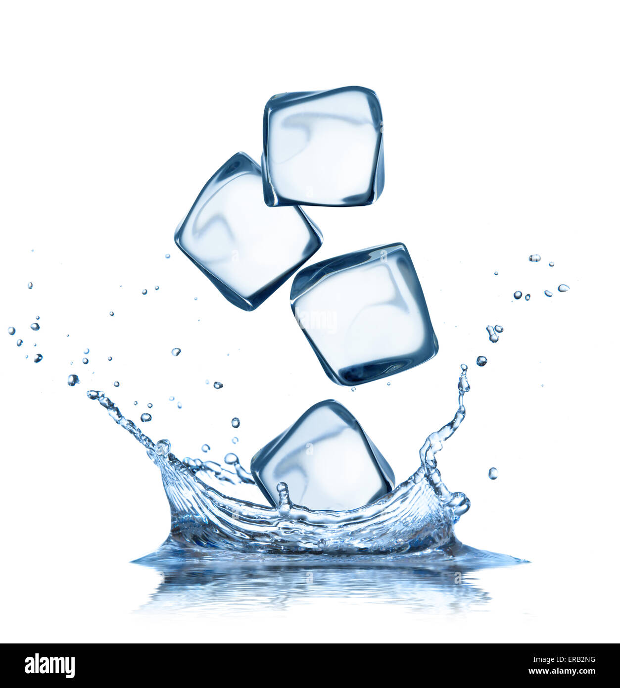 Ice cubes in water splash, isolated on white backgroud Stock Photo - Alamy