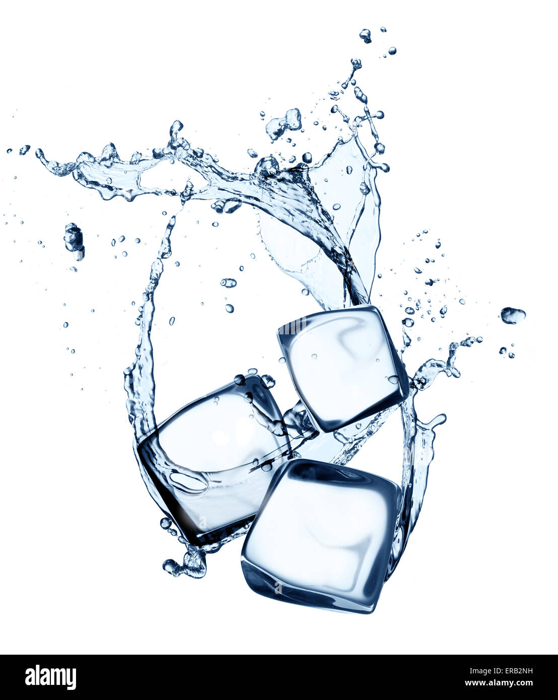Ice cubes in water splash, isolated on white backgroud Stock Photo - Alamy