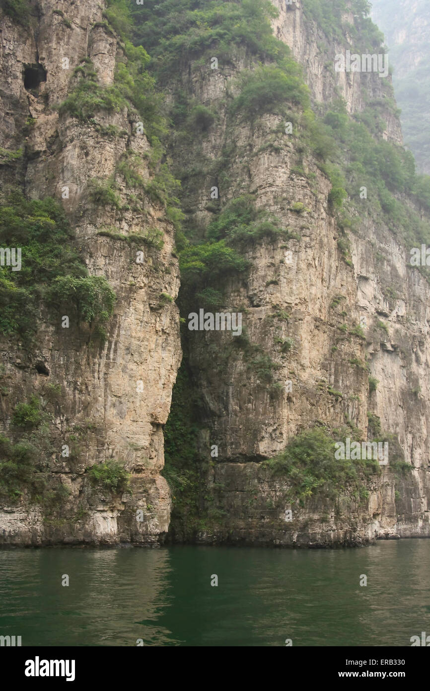 Steep high cliffs and the river at the bottom of the gorge Stock Photo ...