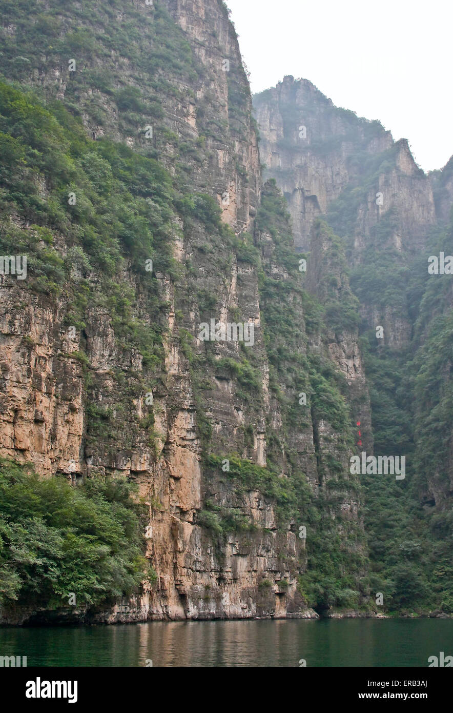 Steep high cliffs and the river at the bottom of the gorge Stock Photo ...