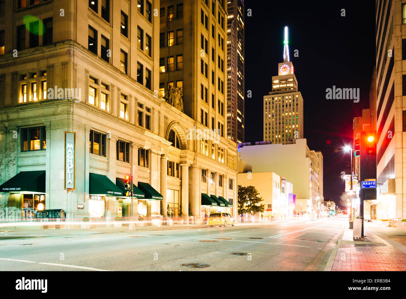 Commerce Street at night, in Dallas, Texas Stock Photo - Alamy