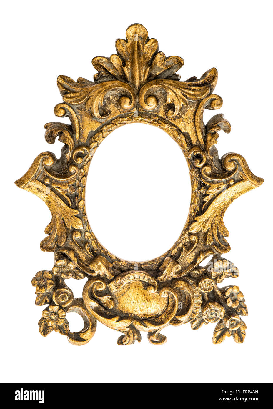 Baroque golden frame isolated on white background. Antique art object ...