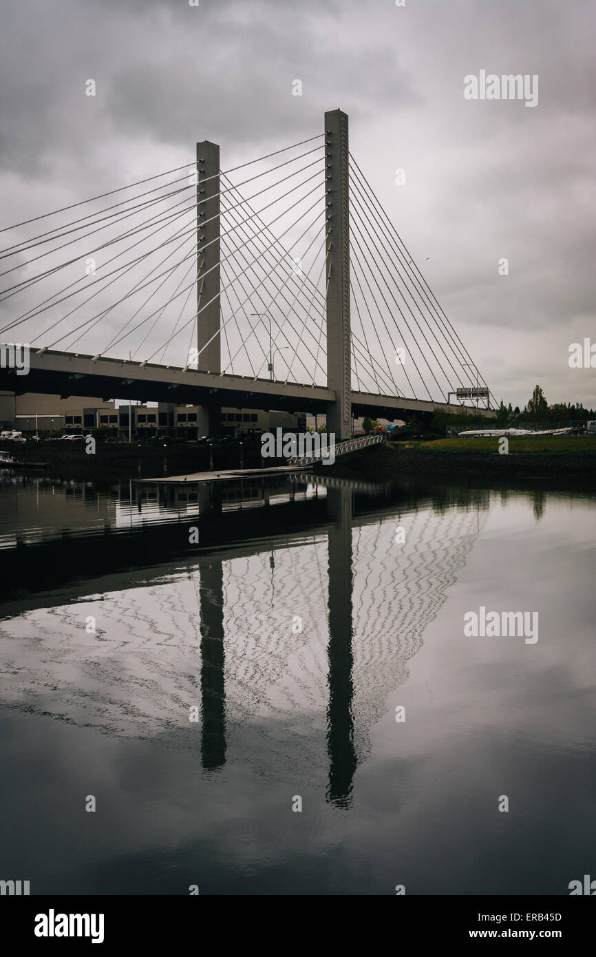 Cable-stayed bridge over the Thea Foss Waterway, in Tacoma, Washington ...