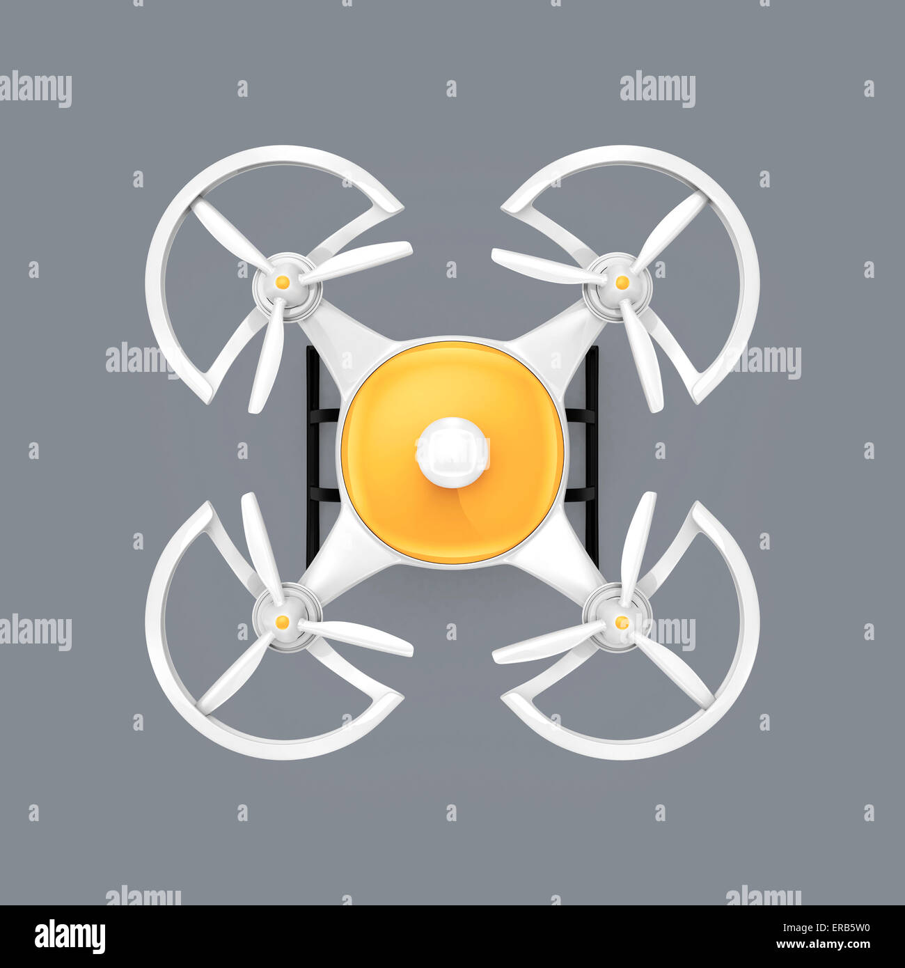 Top view of quadrocopter isolated on gray background. Clipping path ...