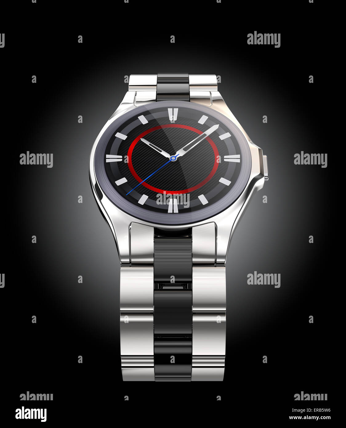 Front view of smart watch isolated on black background. Clipping path ...