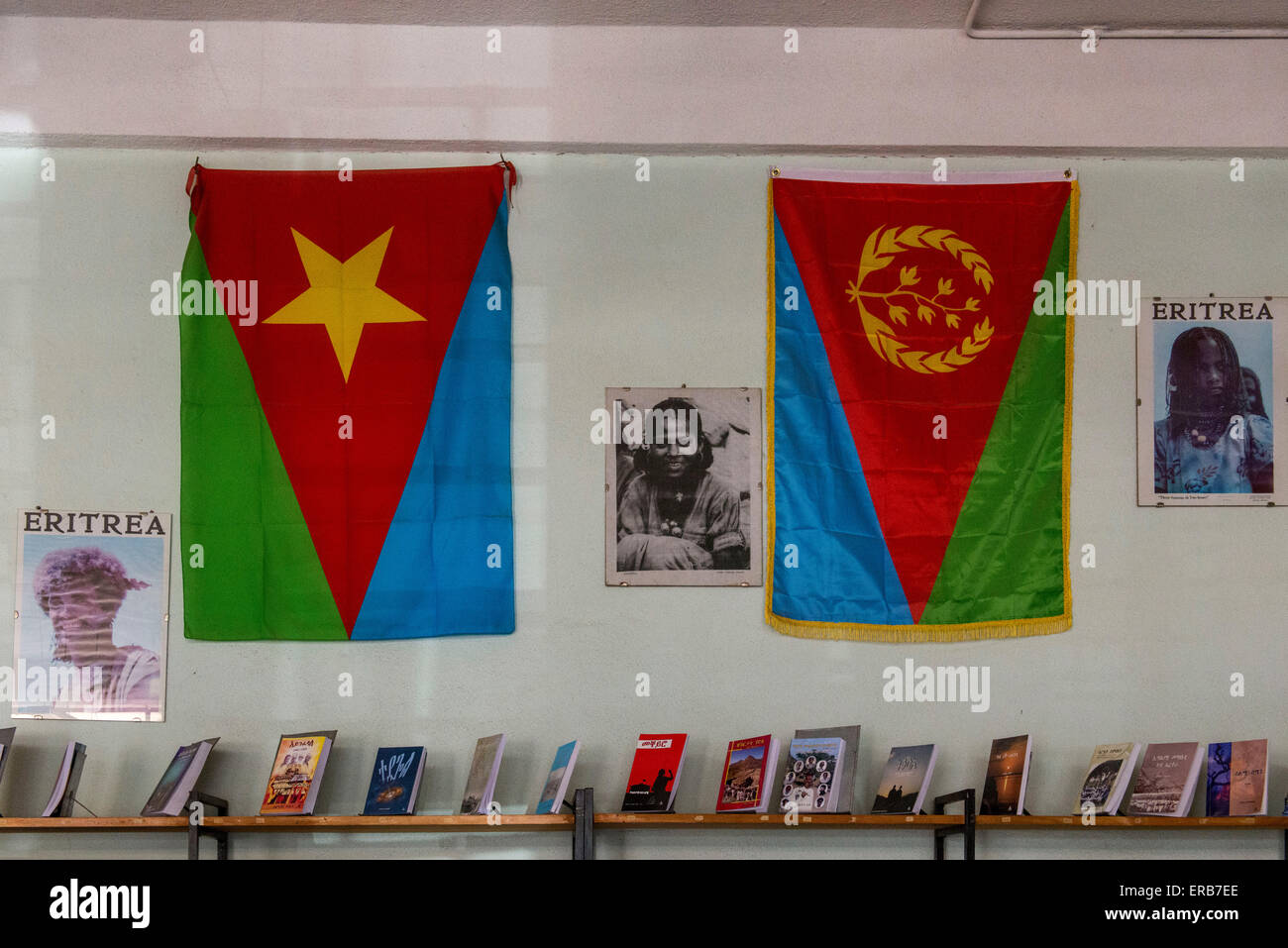EPLF & Independance Flags In Nationalist Bookstore, Asmara Stock Photo ...
