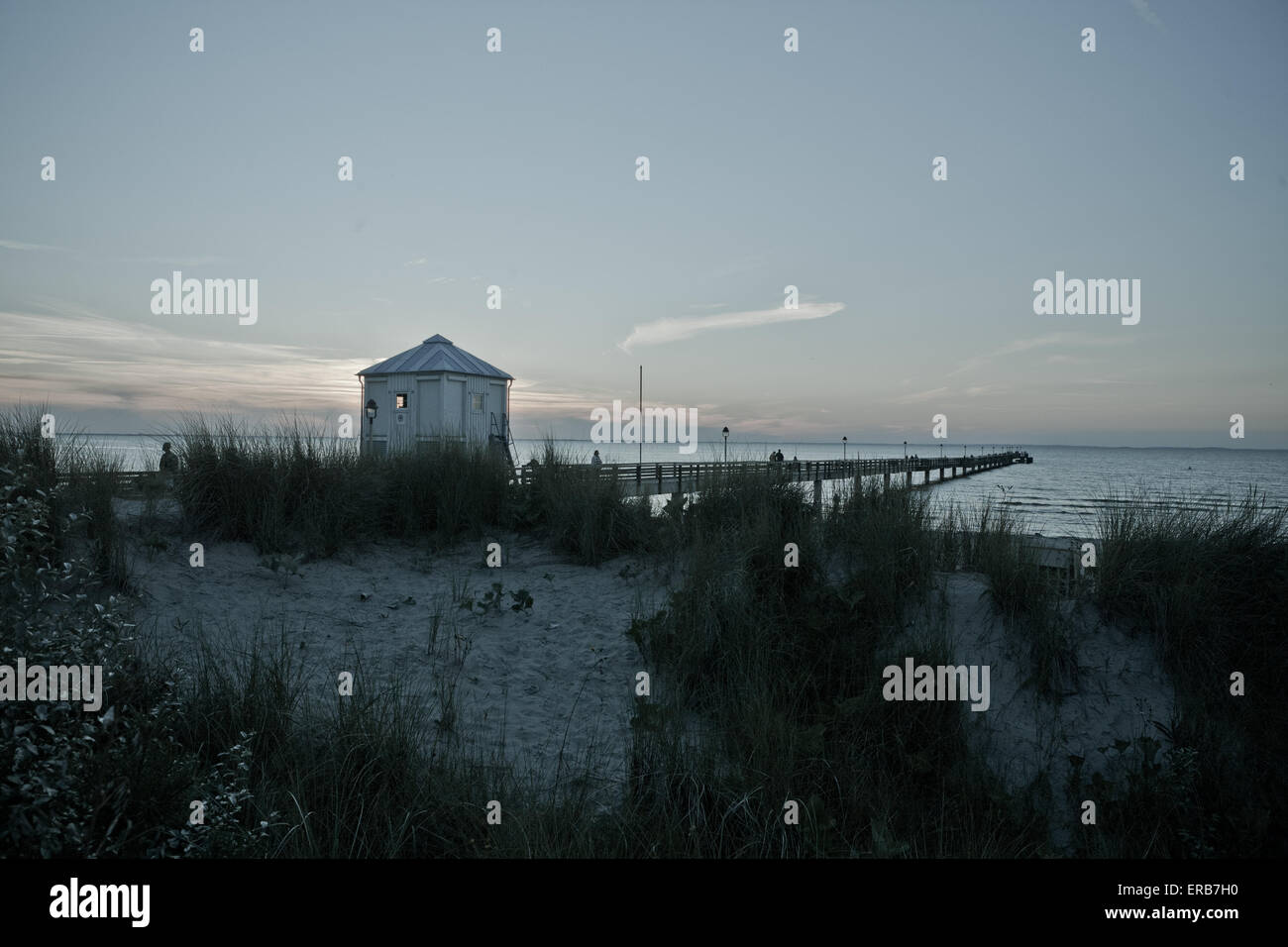 Beach building at sunset Stock Photo - Alamy
