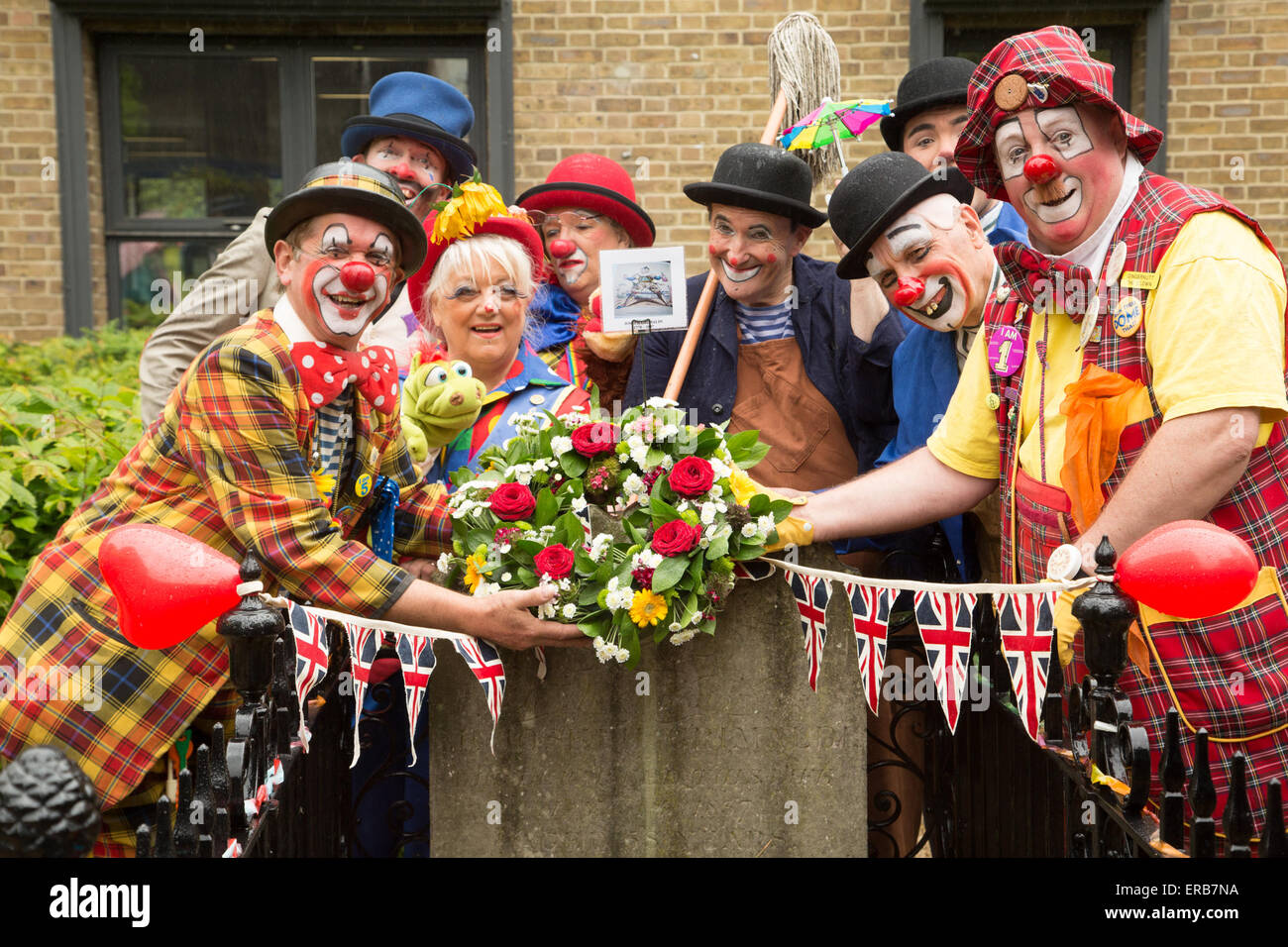London, UK. 31st May, 2015. Members of Clowns International lay annual ...