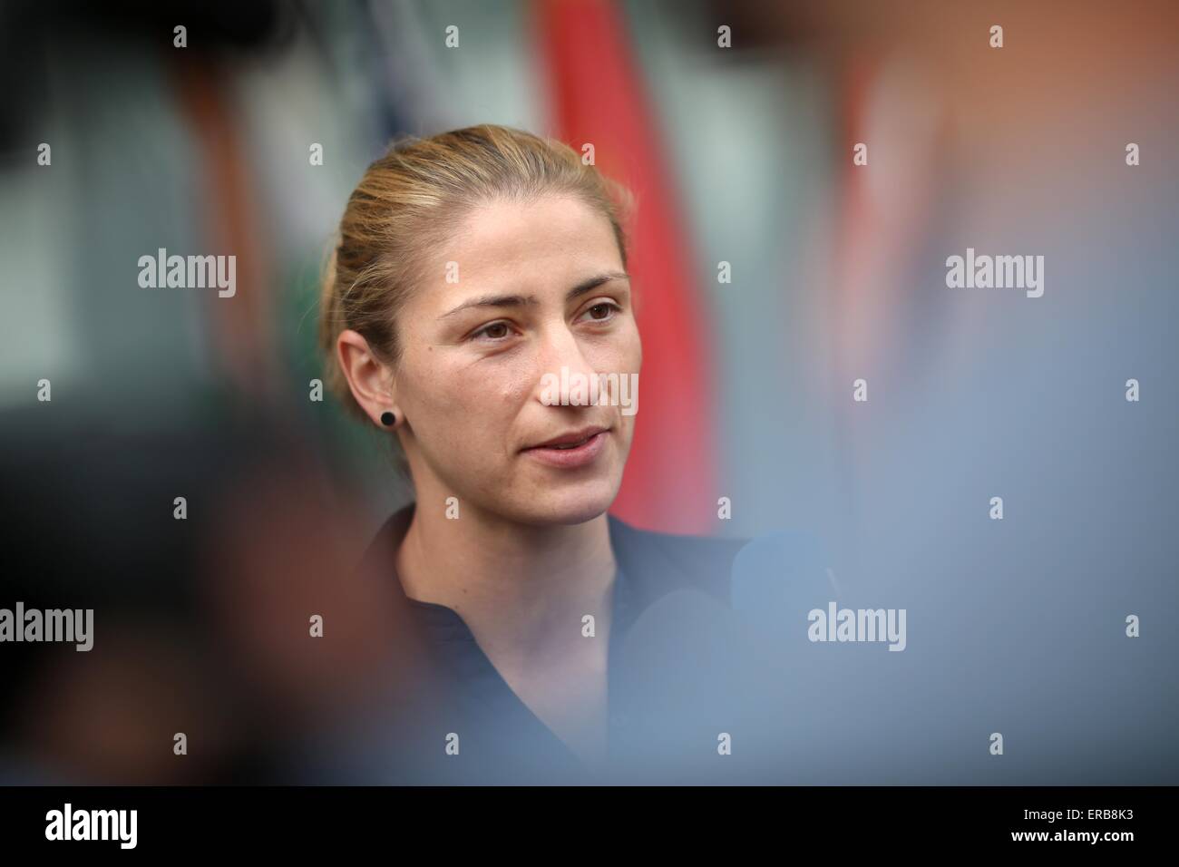 Frankfurt, Germany. 31st May, 2015. Germany's Bianca Schmidt arrives for an internview at the ...