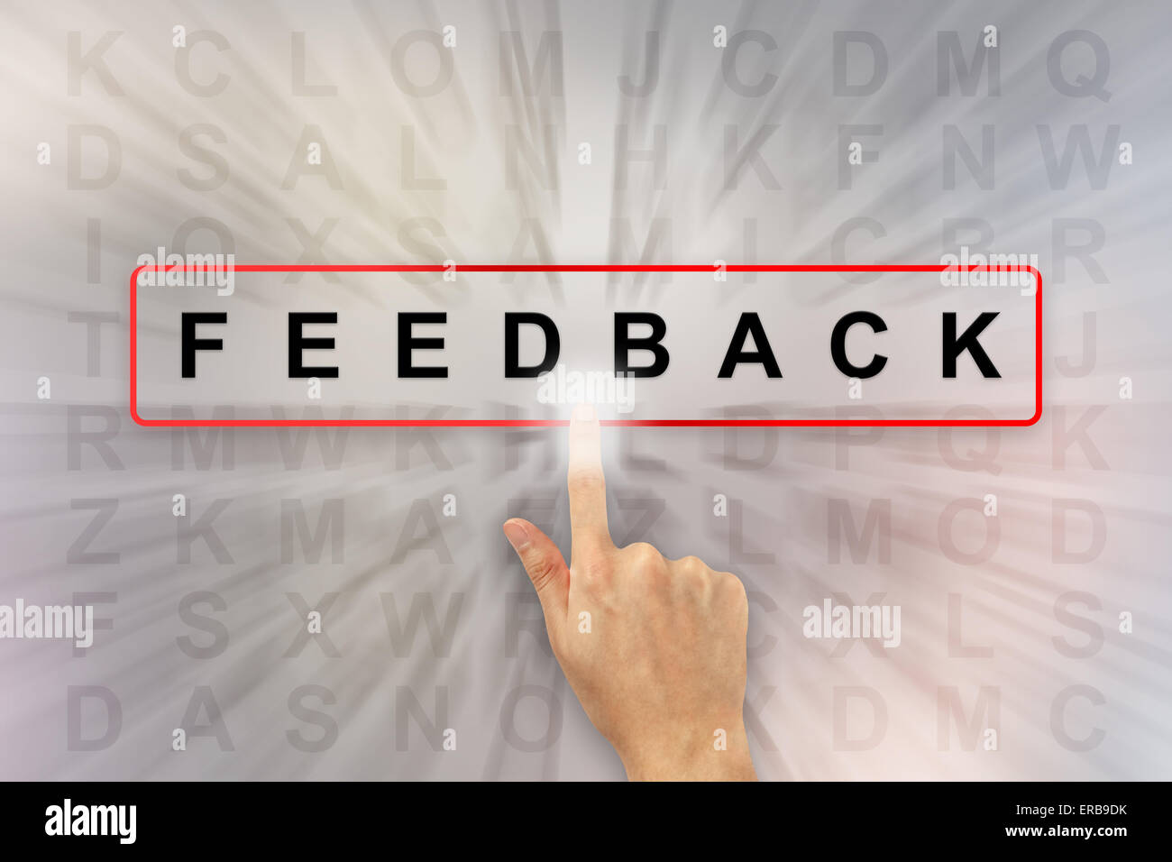 hand clicking feedback on word search puzzle Stock Photo - Alamy
