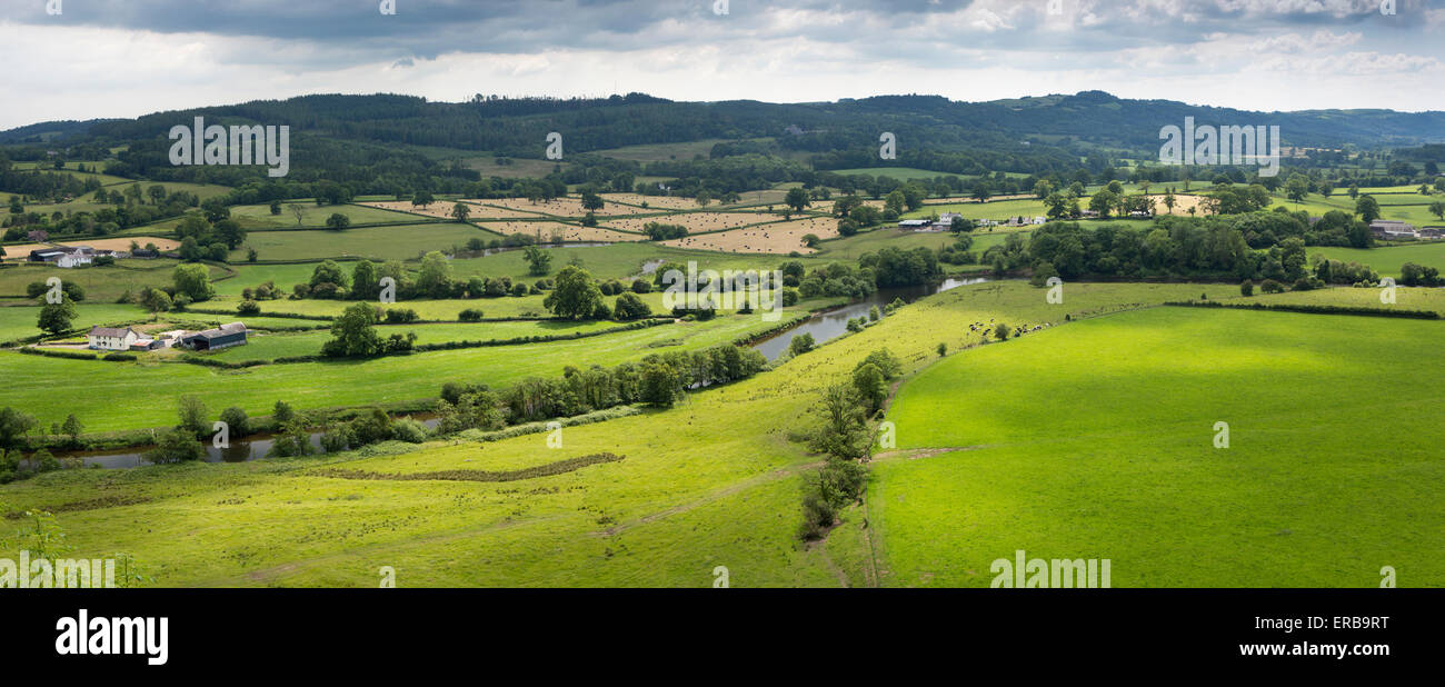 Wales, Carmarthenshire, Llandeilo, Towy Valley from Dynefor Castle ...