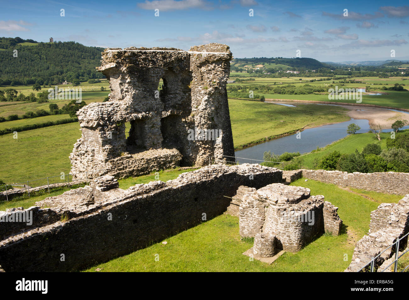 Wales, Carmarthenshire, Dryslwyn Castle ruins above Towy Valley Stock ...