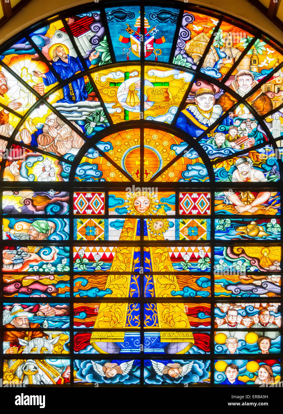 Stained glass inside the famous Our Lady of Penafrancia in the Philippines Stock Photo - Alamy