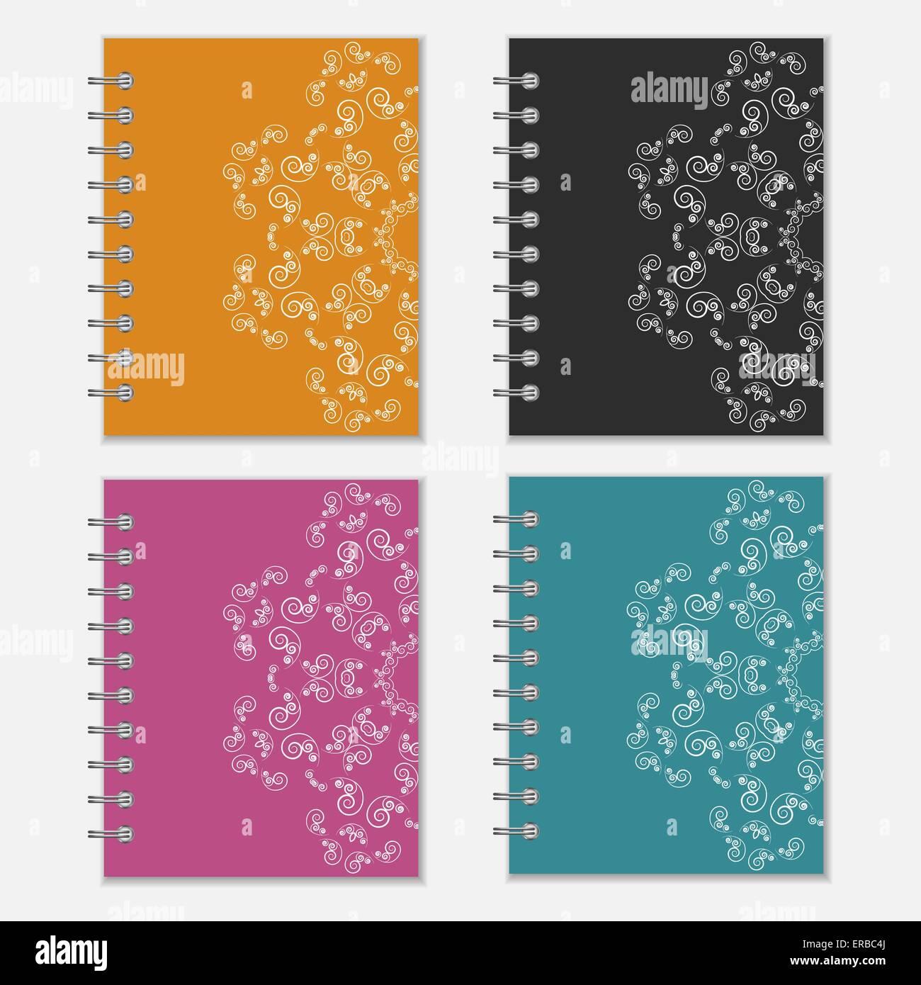 Set of colorful notebook covers with flower design Stock Vector Image ...