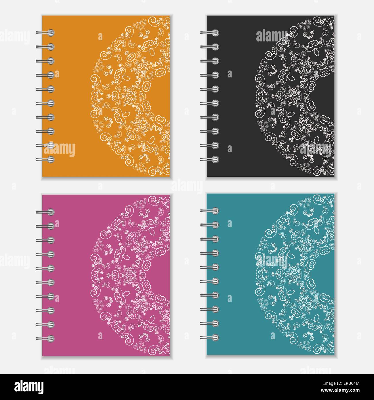 Set of colorful notebook covers with flower design Stock Vector Image ...