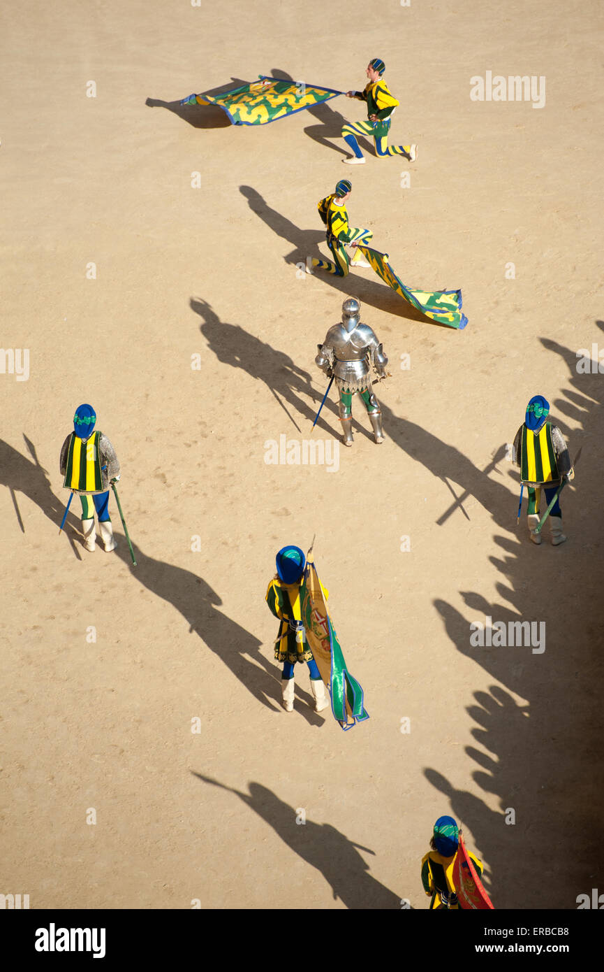 Contrada del Bruco at Corteo Storico before the Palio horse race, Siena ...