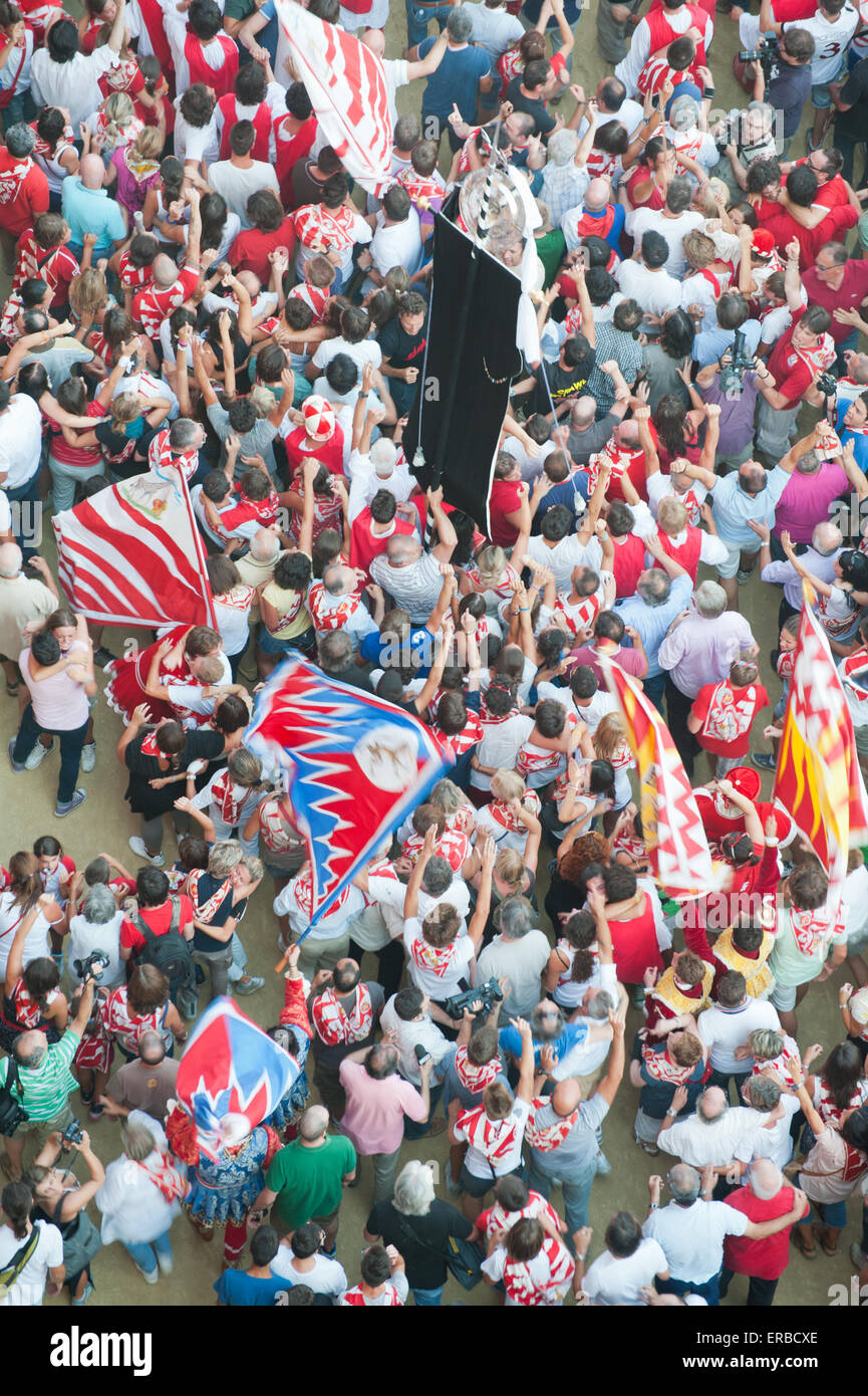 winning Contrada carrying the Palio after the Il Palio die Siena horse ...