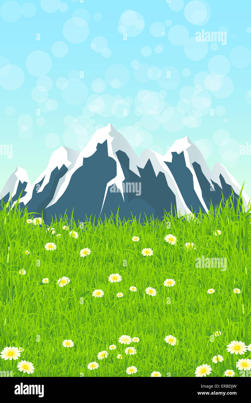 Green Landscape Background with Mountains Stock Photo - Alamy