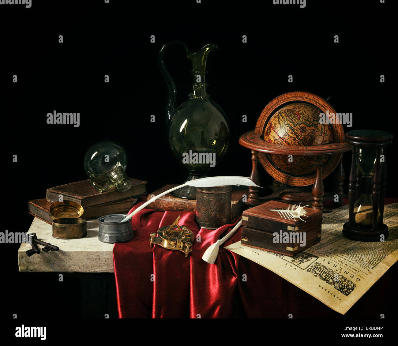 Still life featuring colonial American themed items Stock Photo - Alamy