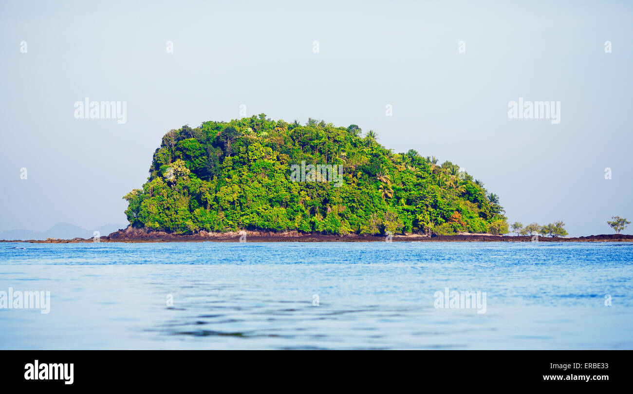 tall island with trees at Andaman Sea, Thailand Stock Photo - Alamy