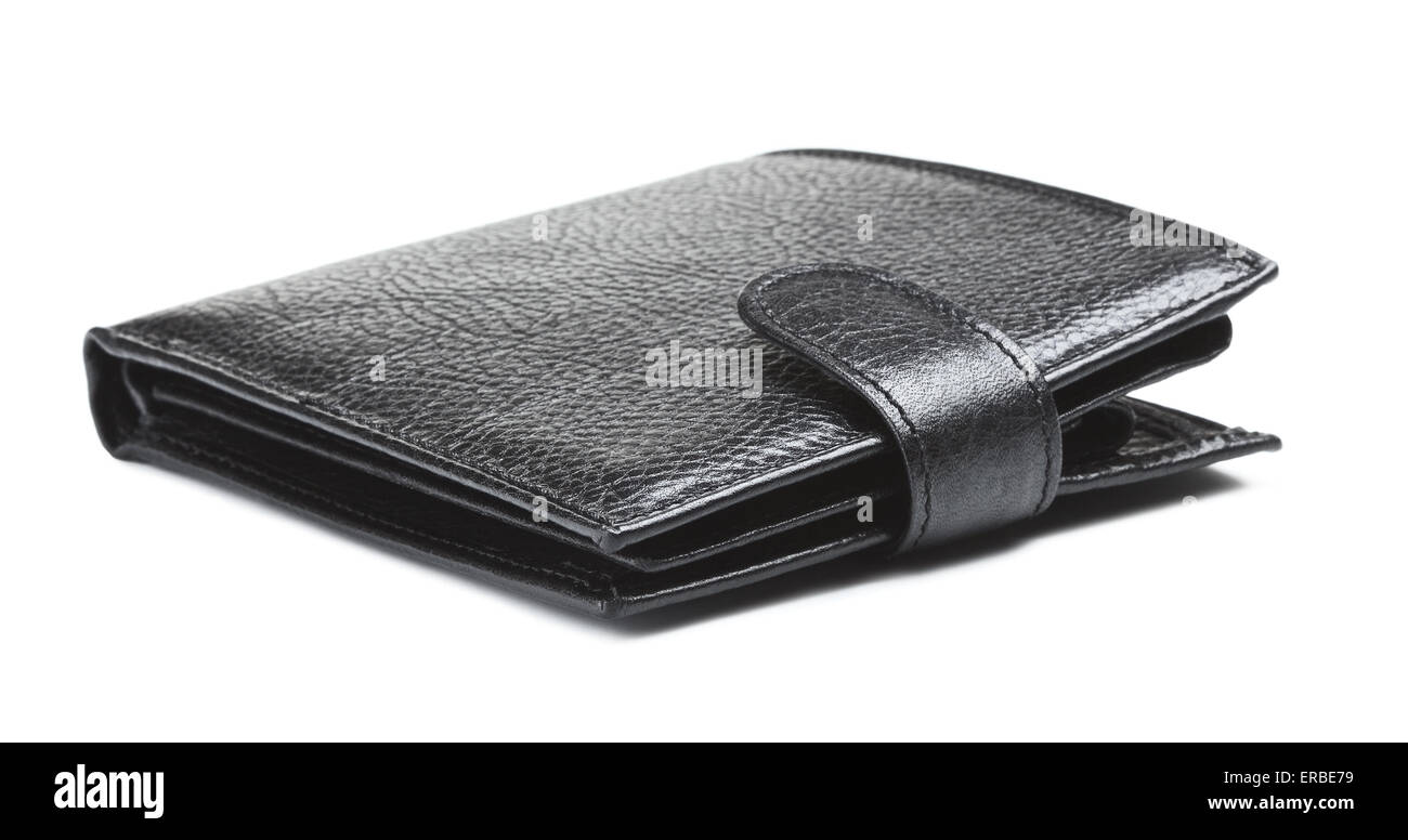 black leather wallet, isolated on white background Stock Photo - Alamy