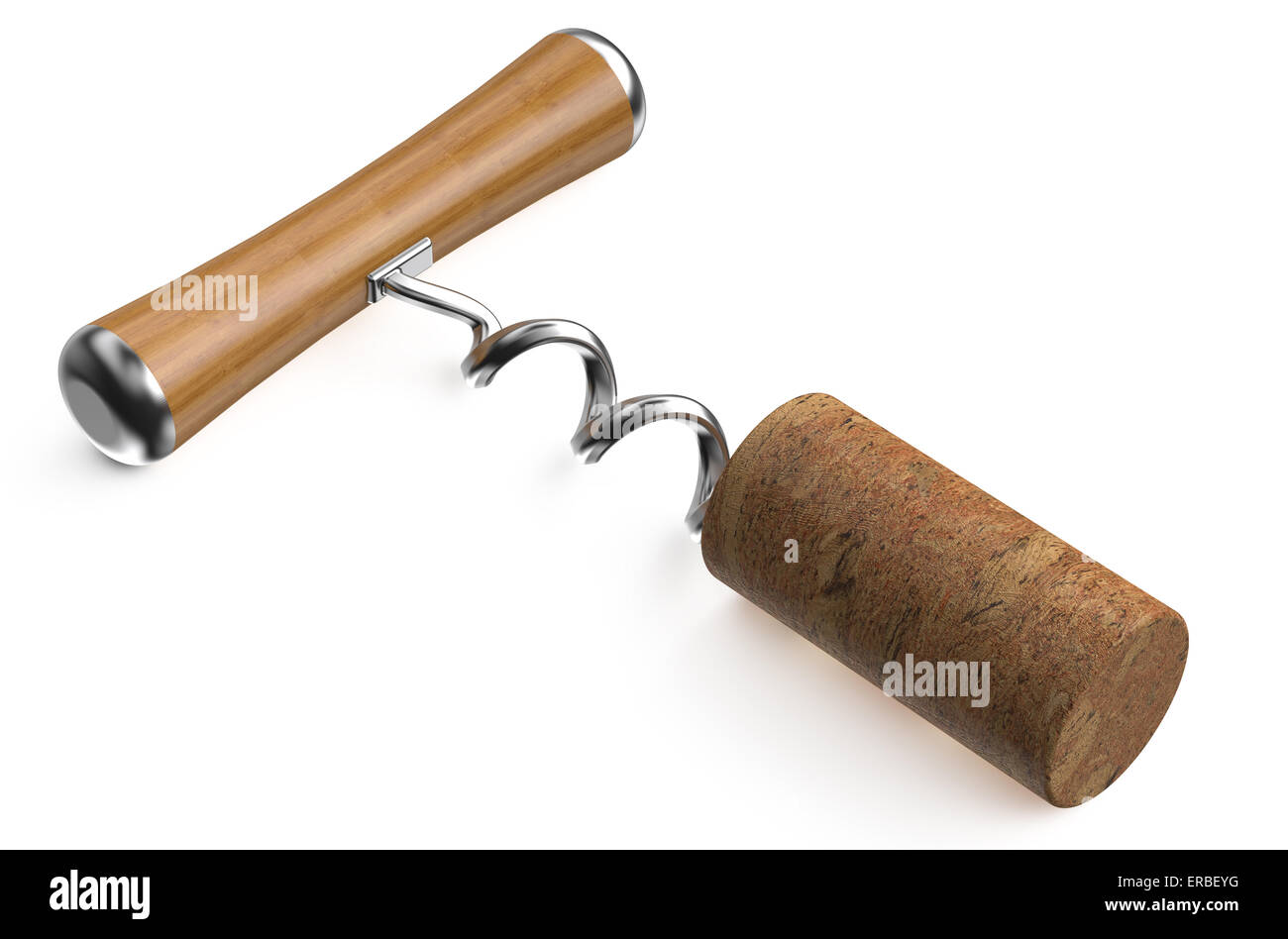 basic corkscrew with cork isolated on white background Stock Photo - Alamy